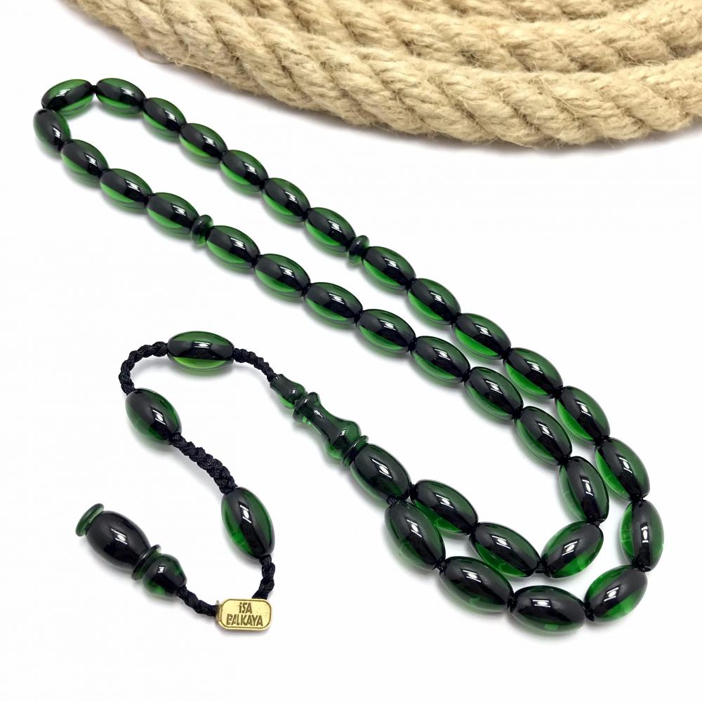 İsa Balkaya Atölyesinden Uzun Arpa Kesim Ateş Kehribar Tesbih - 349.90 TL