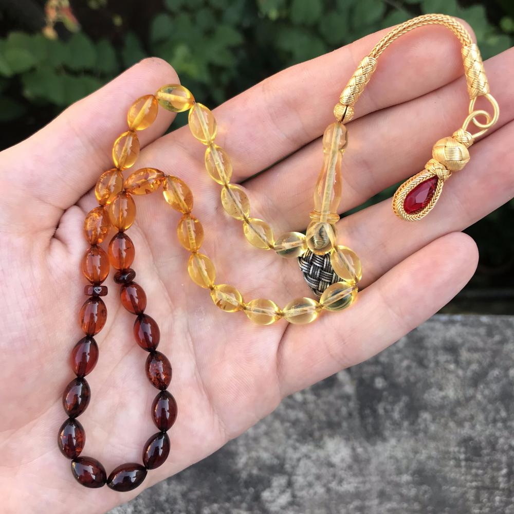 Süzme Model Arpa Kesim Damla Kehribar Tesbih - 1,599.90 TL