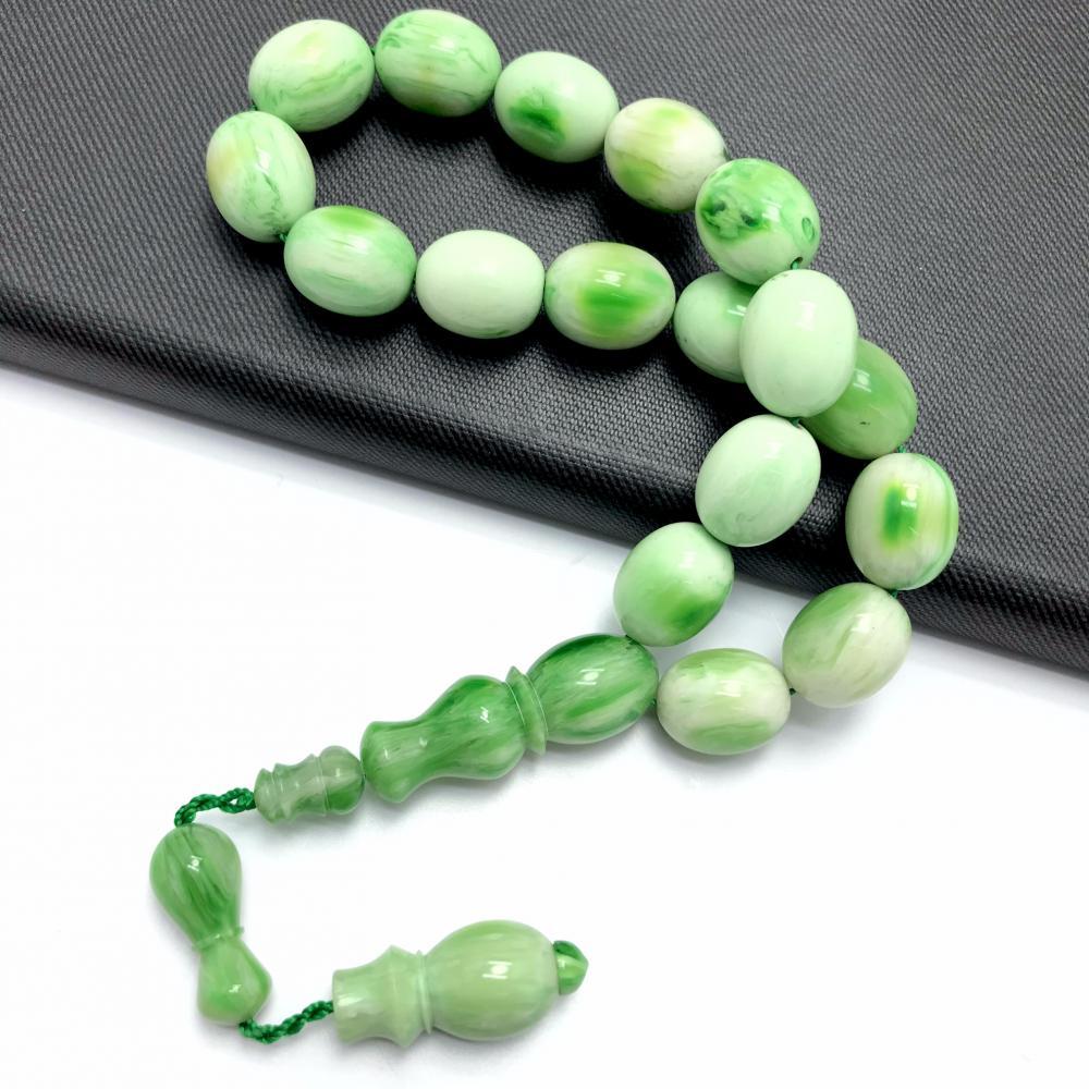 Büyük Boy Efe Boy Yeşil Beyaz Hareli Katalin Tesbih - 249.88 TL